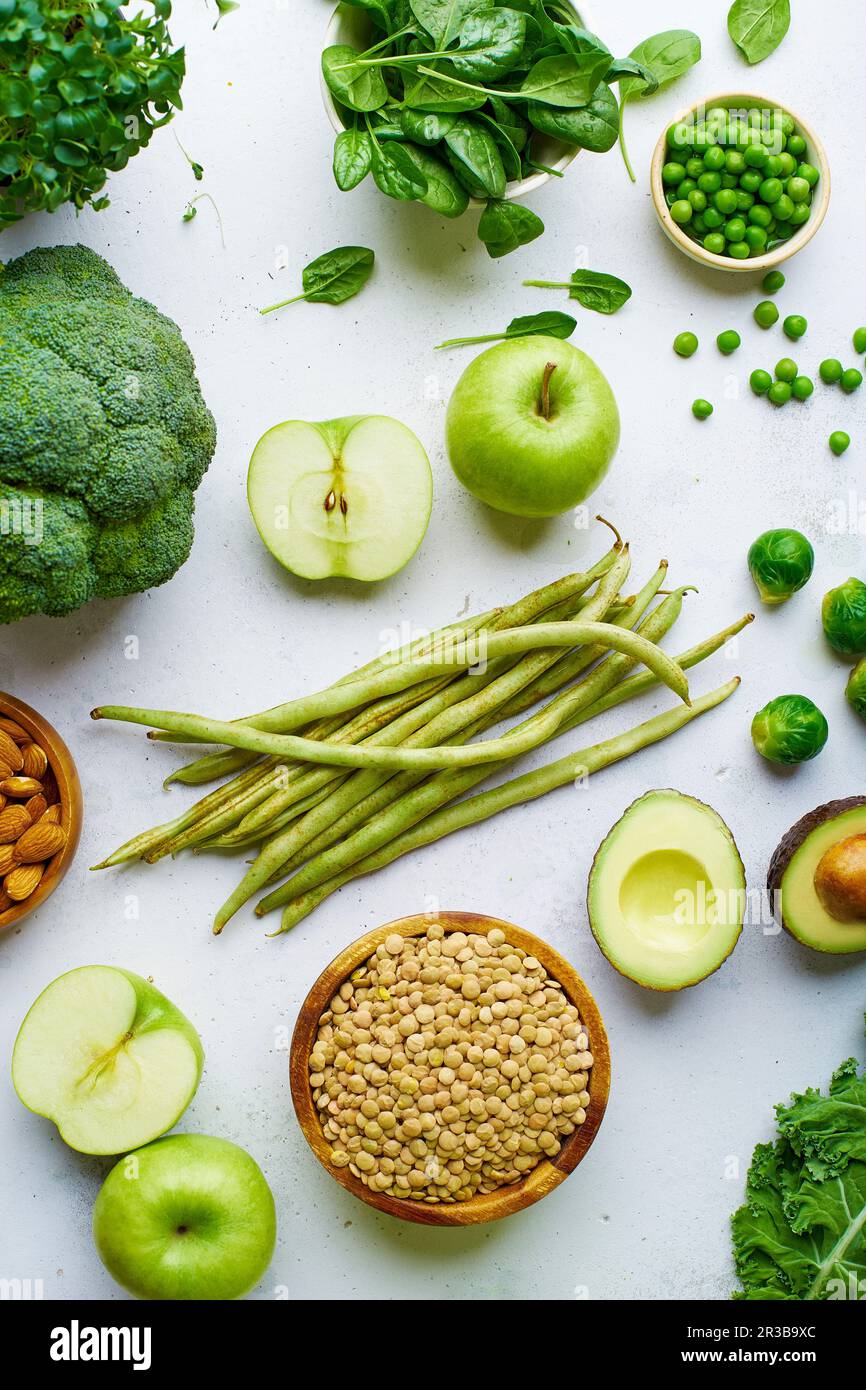 Green vegetables and fruits Stock Photo - Alamy