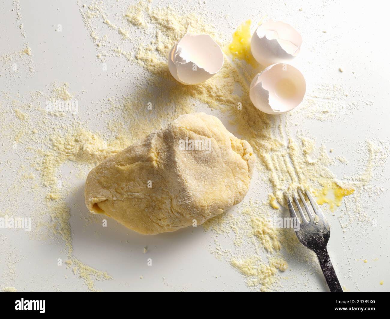 Pasta dough and egg shells Stock Photo - Alamy