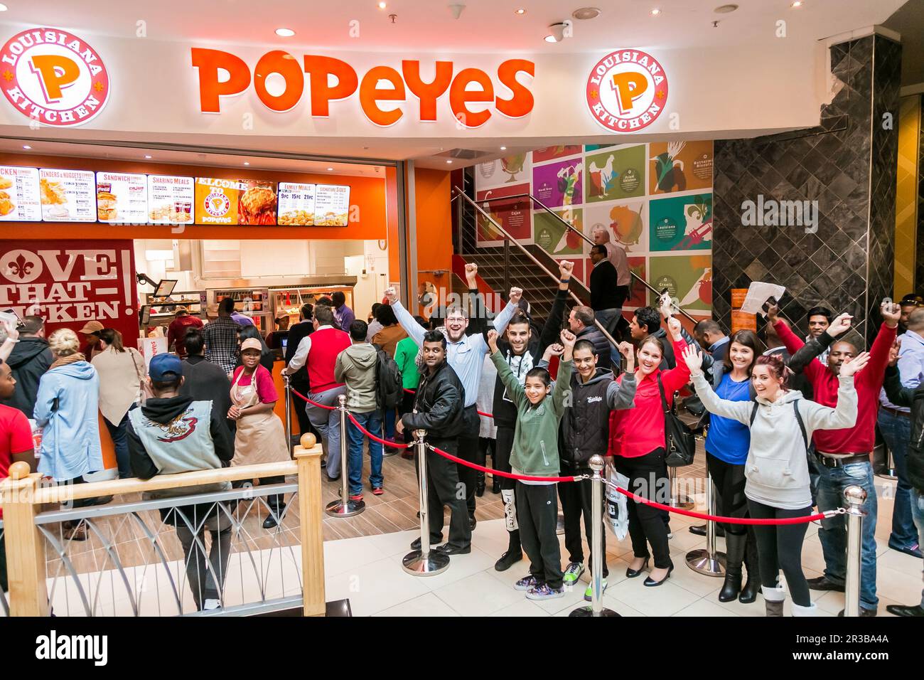 Customers at a Popeyes Take Out Fast Food Restaurant Stock Photo - Alamy