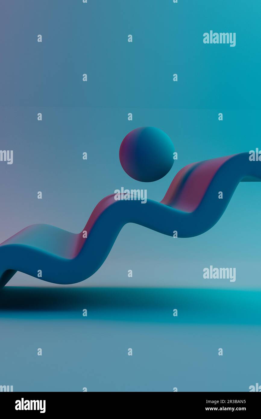 3D render of sphere bouncing down undulating surface Stock Photo - Alamy