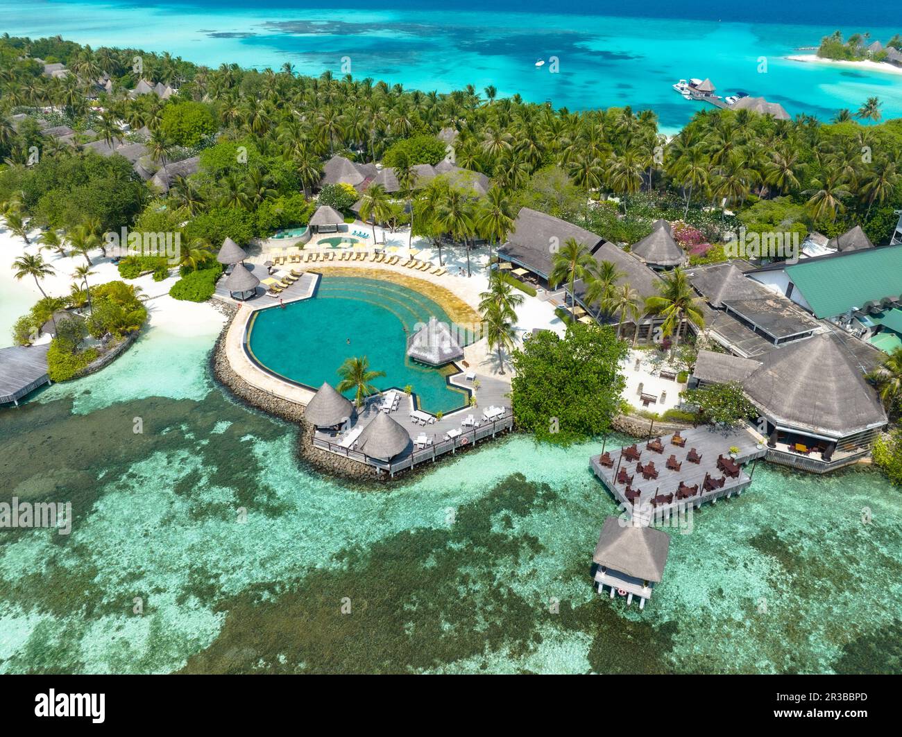 Aerial view tourist resort kuda huraa hi-res stock photography and ...