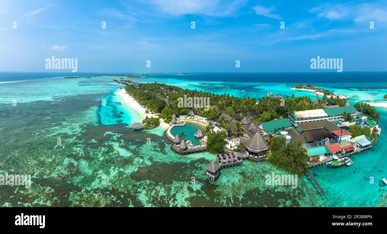 Aerial view tourist resort kuda huraa hi-res stock photography and ...