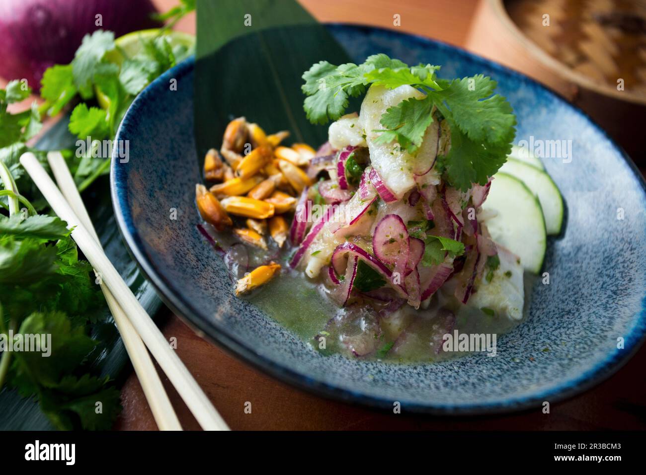 Classic Peruvian ceviche with corvina Stock Photo - Alamy