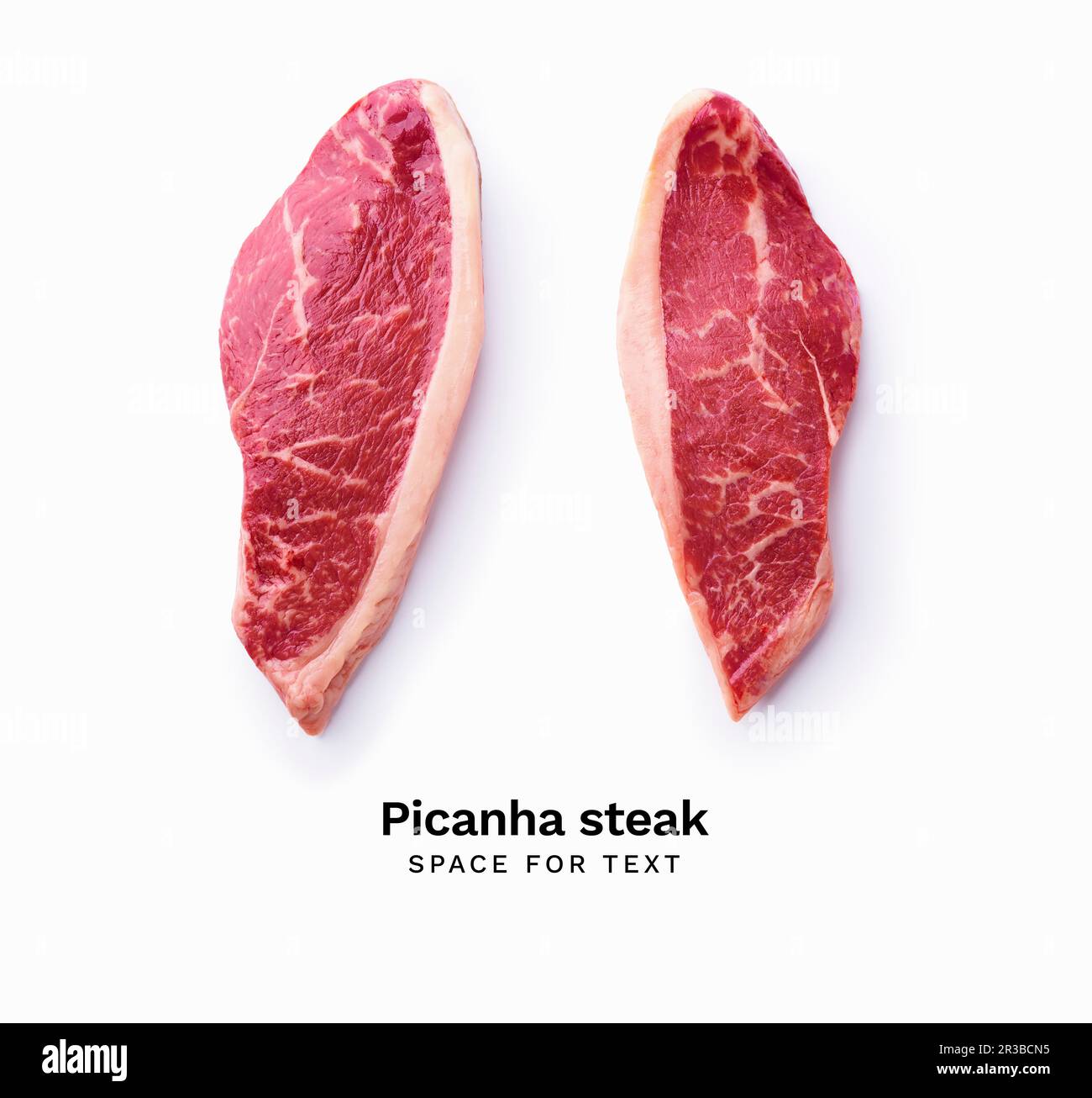 Black angus prime picanha beef steak isolated on white background with ...