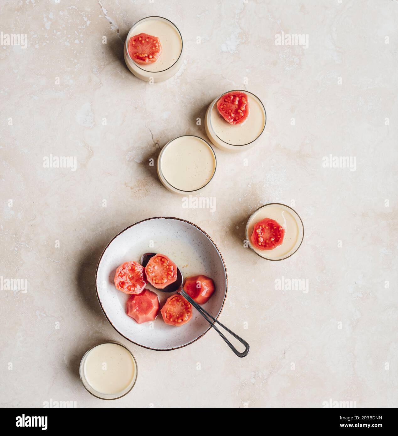 Buttermilk Panna Cotta with Preserved Guava Stock Photo - Alamy