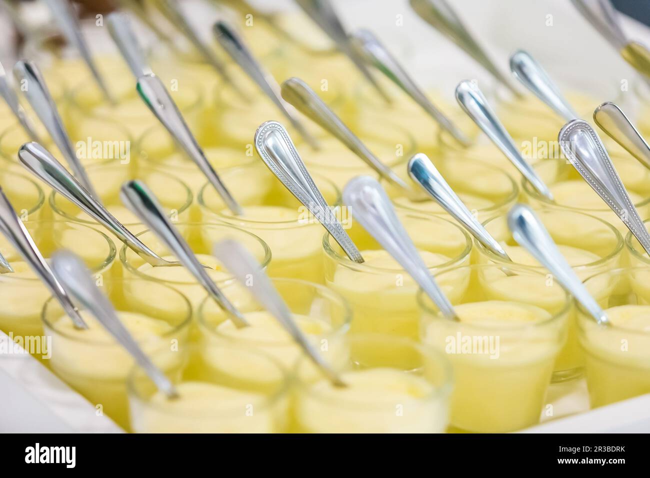 Custard pudding dessert for catering Stock Photo - Alamy