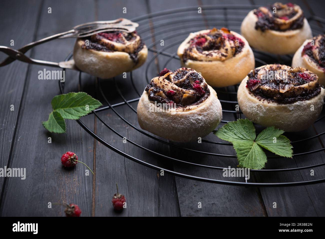 Vegan raspberry and poppy seed snails Stock Photo - Alamy