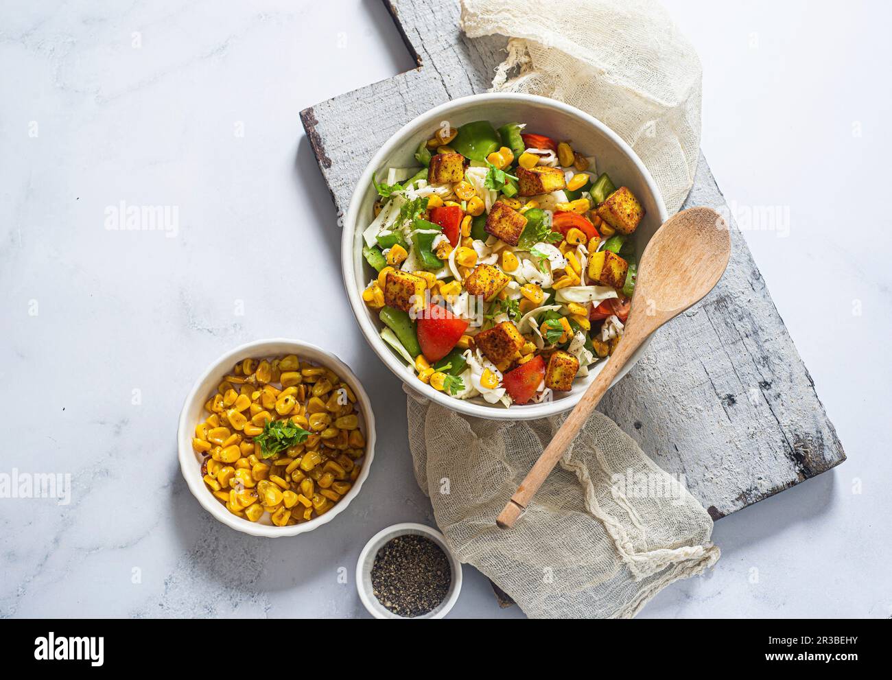 Sweet corn, paneer and vegetable salad Stock Photo - Alamy