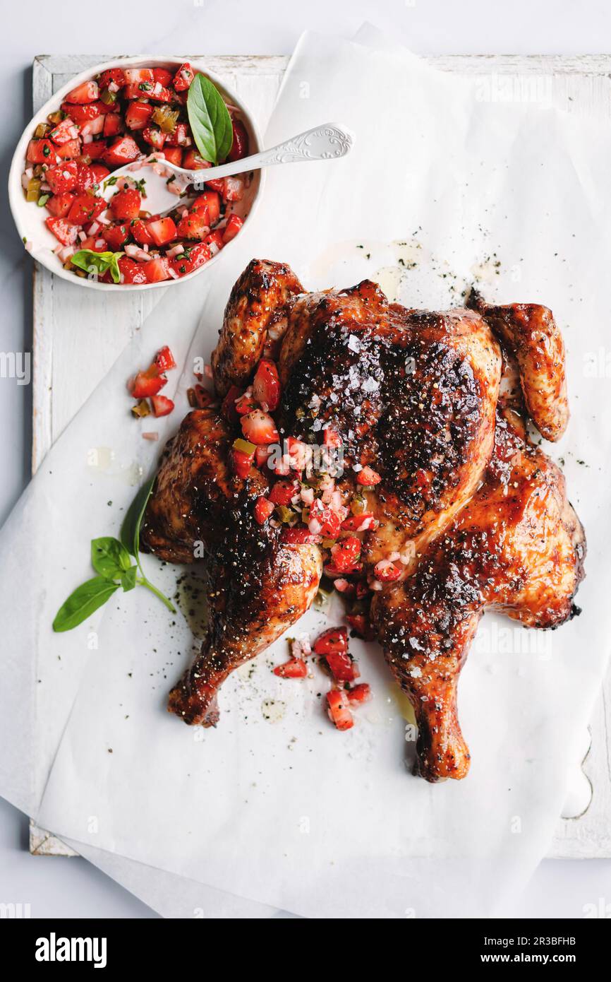 Strawberry and black pepper barbecue chicken with strawberry salsa ...
