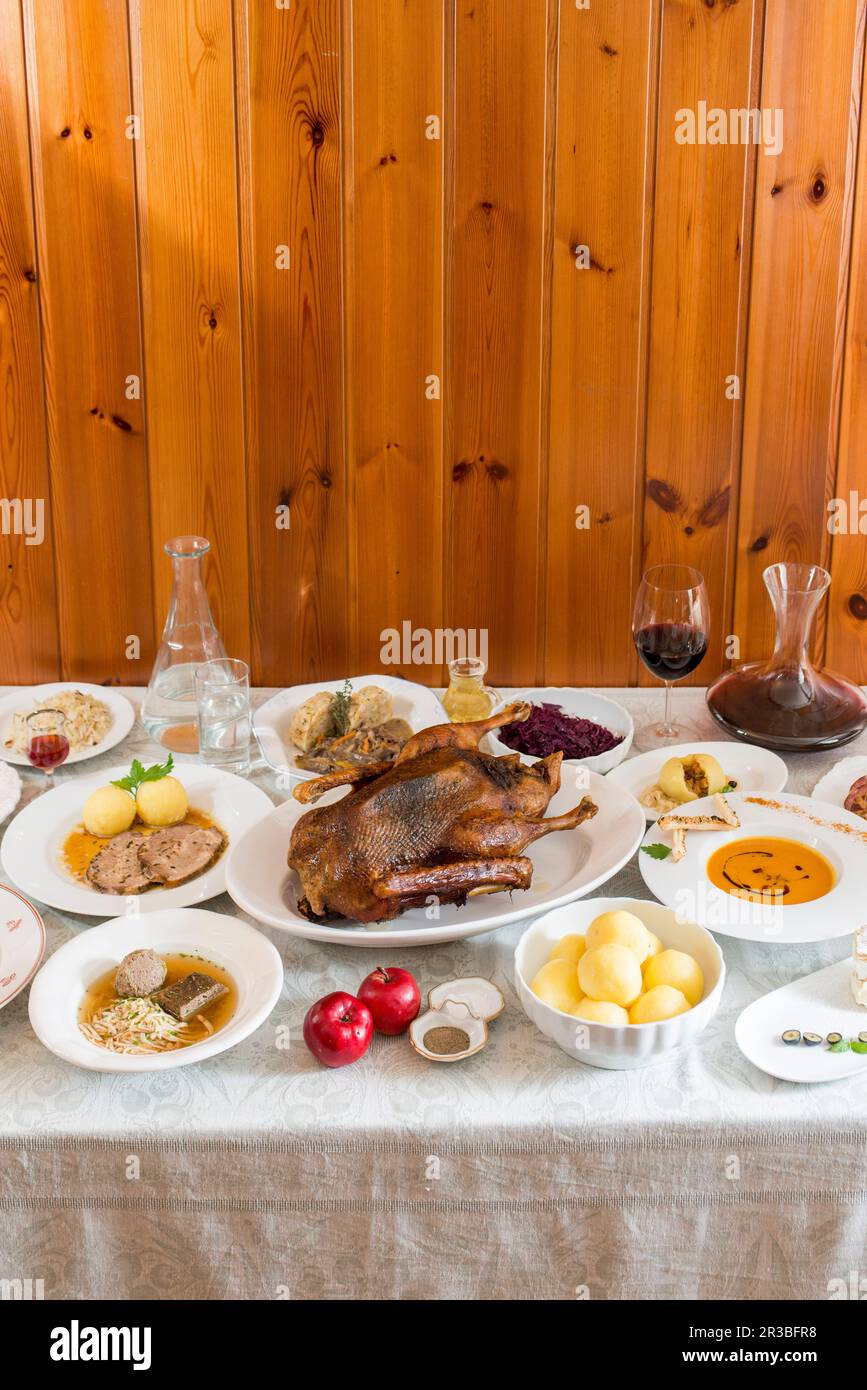 Rustic buffet in the tavern Stock Photo - Alamy
