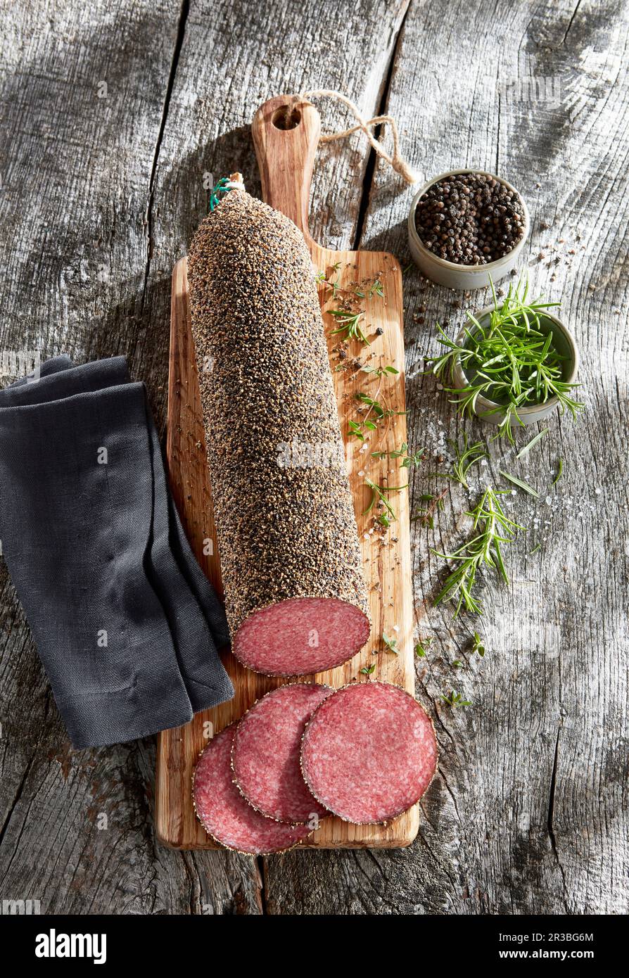 Pepper salami on whole hi-res stock photography and images - Alamy