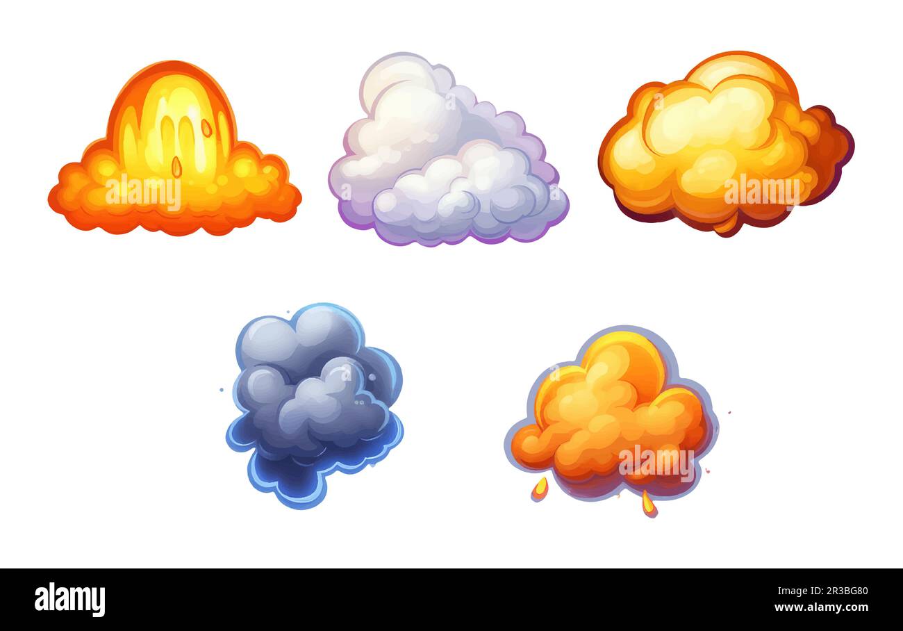set vector illustration of cloud autumn elements isolated on white ...