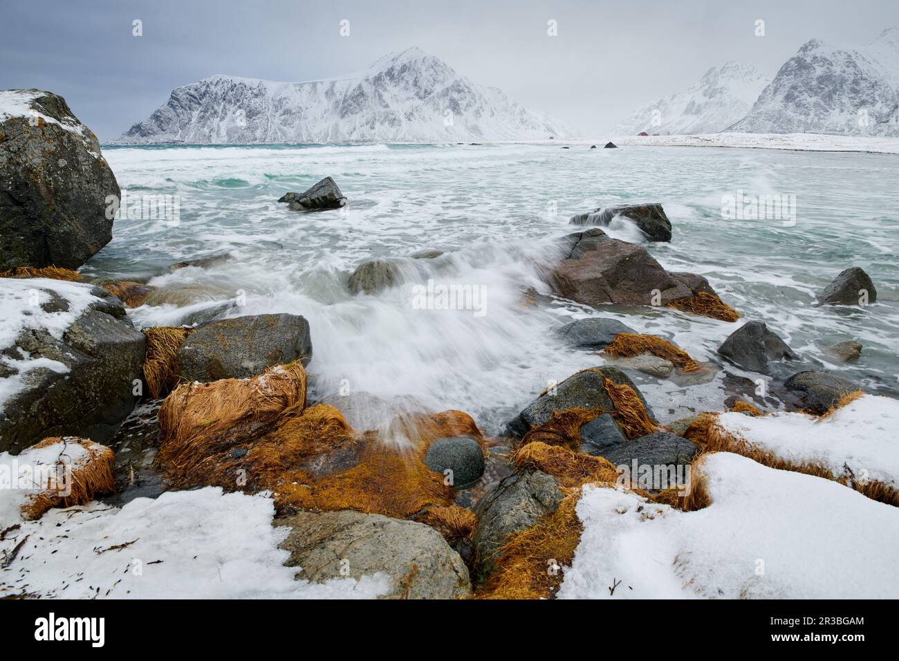 Lofoten Norway Flakstad Beach winter season Stock Photo - Alamy