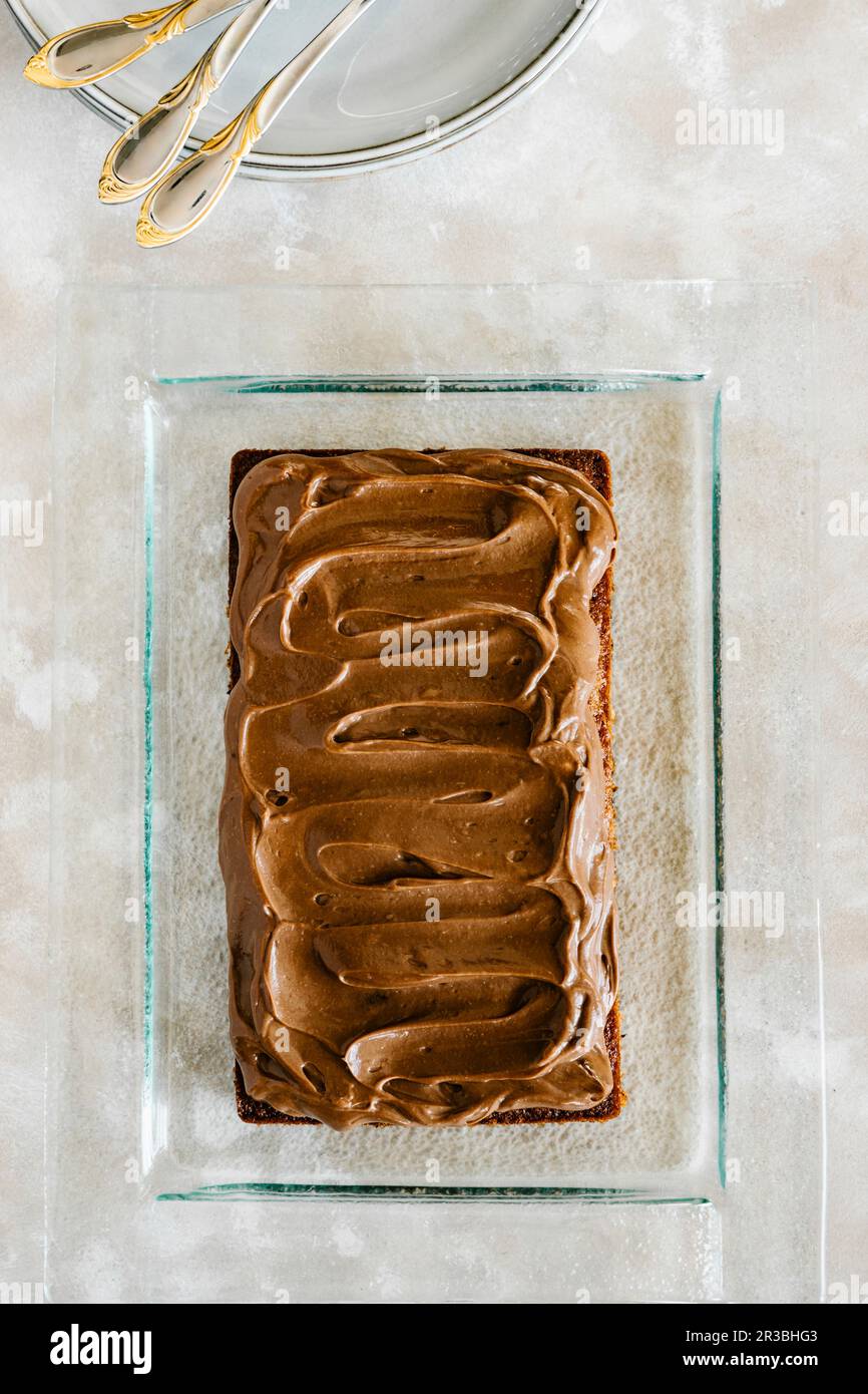 Spiced tea cake with chocolate hazelnut cream Stock Photo - Alamy