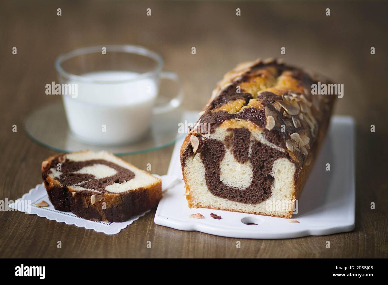 Vanilla and chocolate zebra cake Stock Photo - Alamy