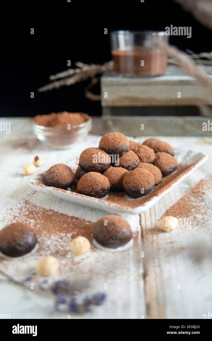 Chocolate praline made with hazelnut and cocoa Stock Photo - Alamy