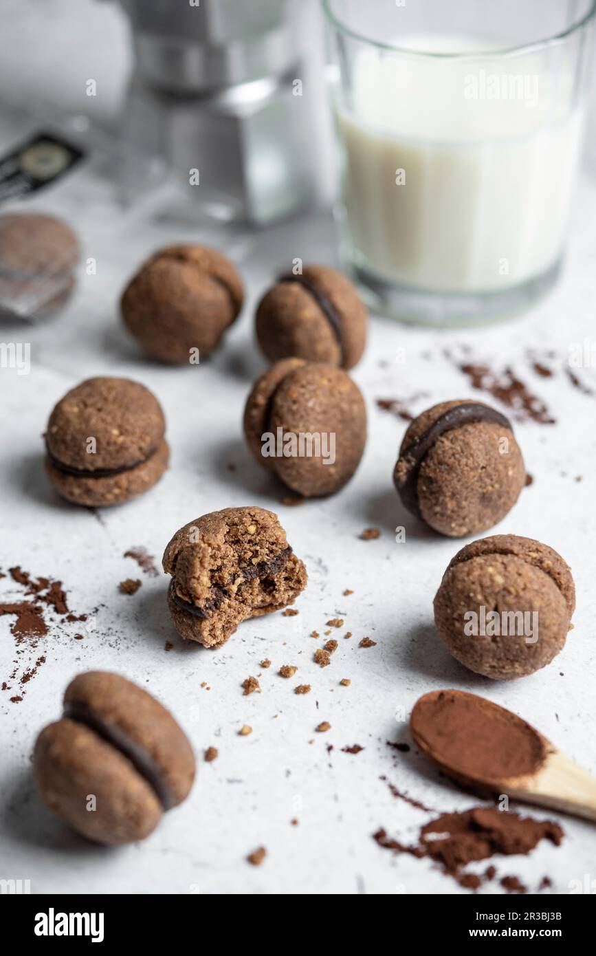 Baci di dama homemade Italian hazelnut biscuits with chocolate filling ...