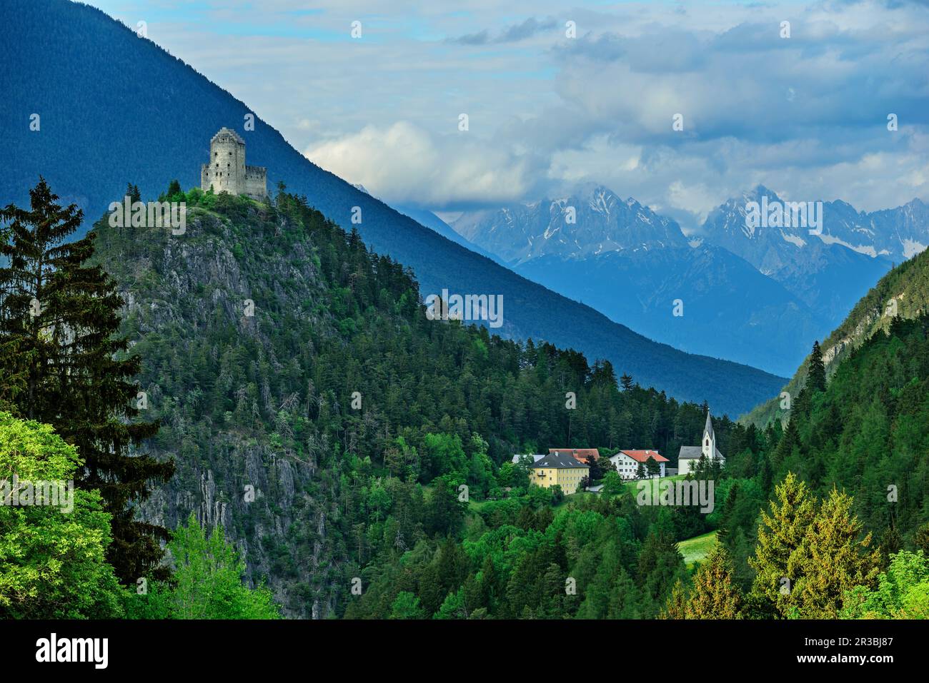 Austria, Tyrol, Village at foot of Kronburg castle Stock Photo - Alamy