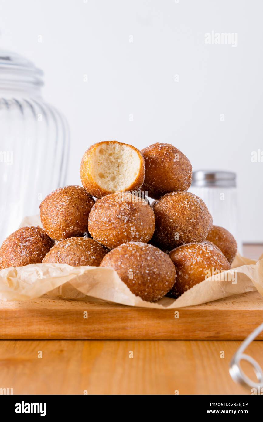 Cottage cheese vanilla mini donuts (fried cakes Stock Photo - Alamy