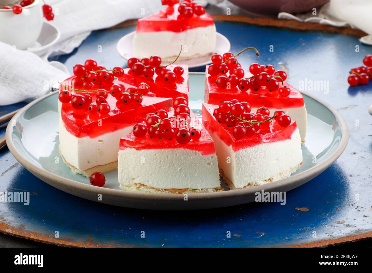 Creamy cold cake with redcurrant jelly Stock Photo - Alamy