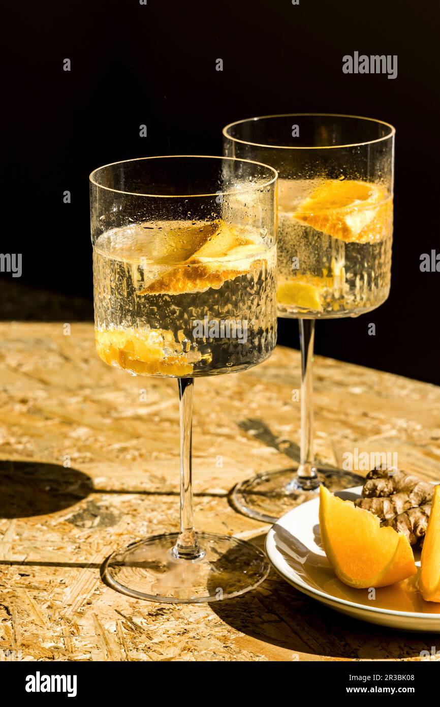 Orange ginger tonic water drink Stock Photo - Alamy