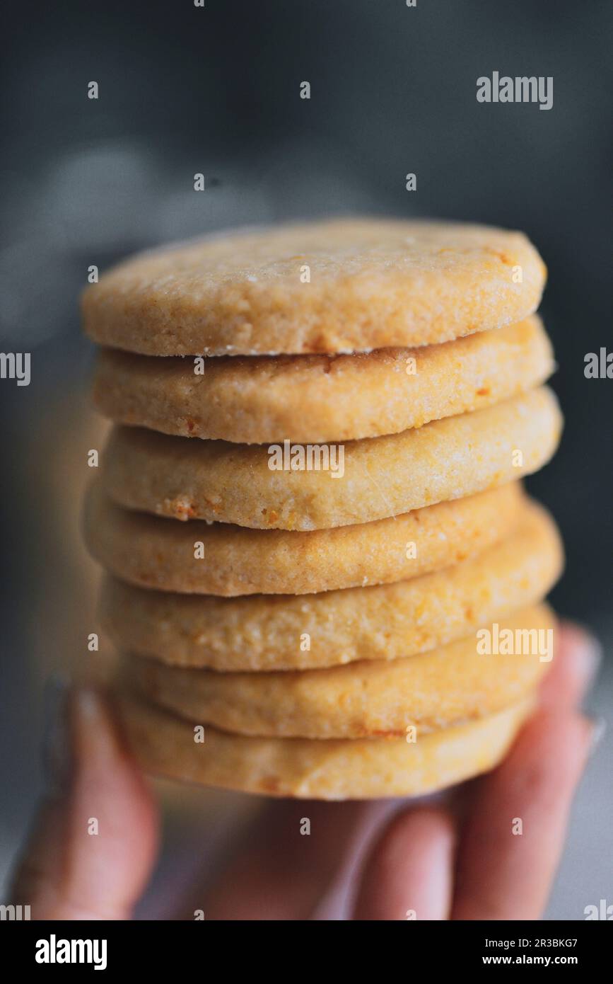 Shortbread cookies in your hand Stock Photo - Alamy