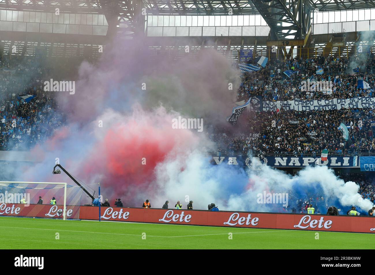 Naples, Italy. 21 May, 2023. Supporters of SSC Napoli during the Serie ...