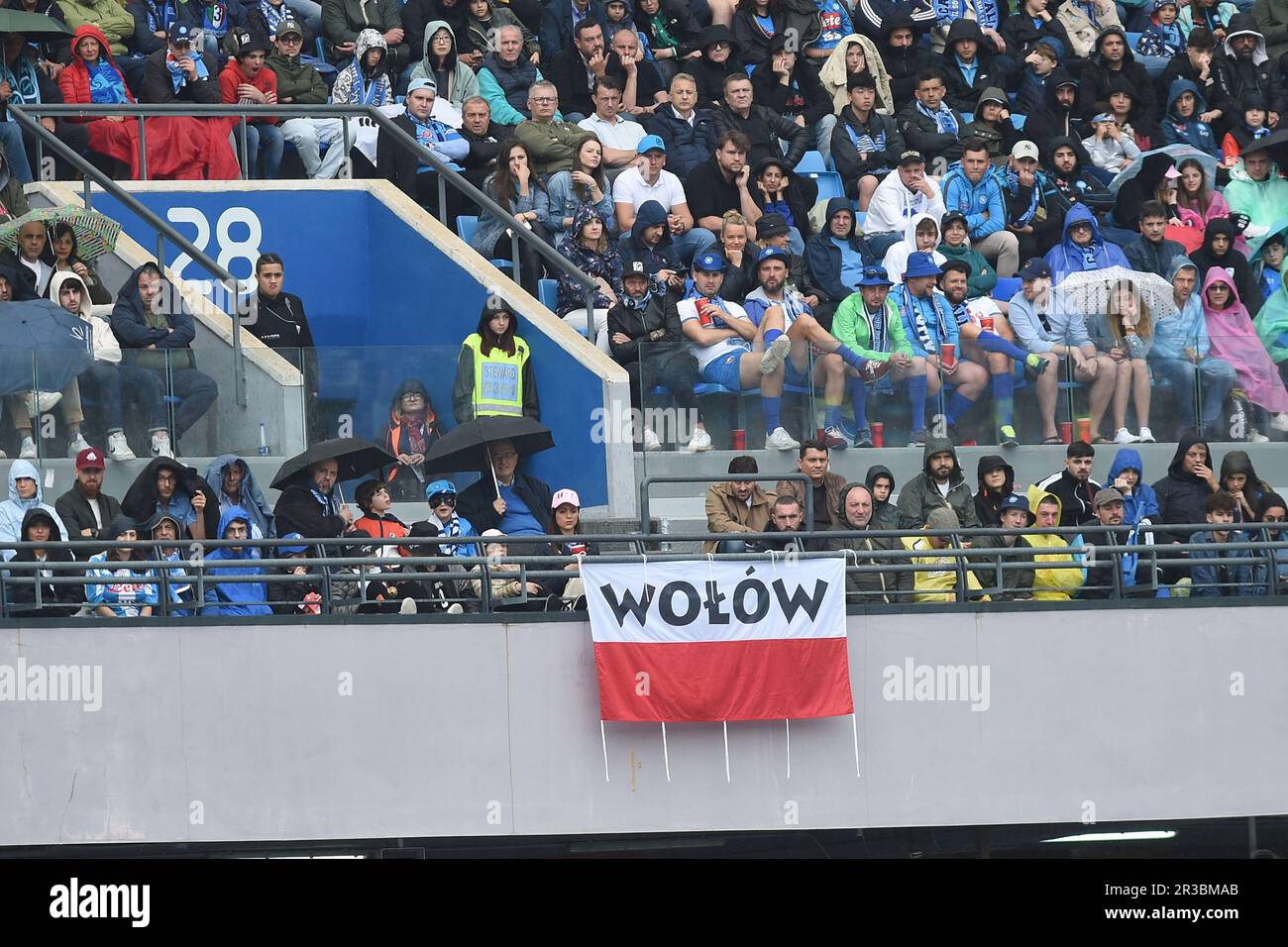 Naples, Italy. 21 May, 2023. Supporters of SSC Napoli with polish ...