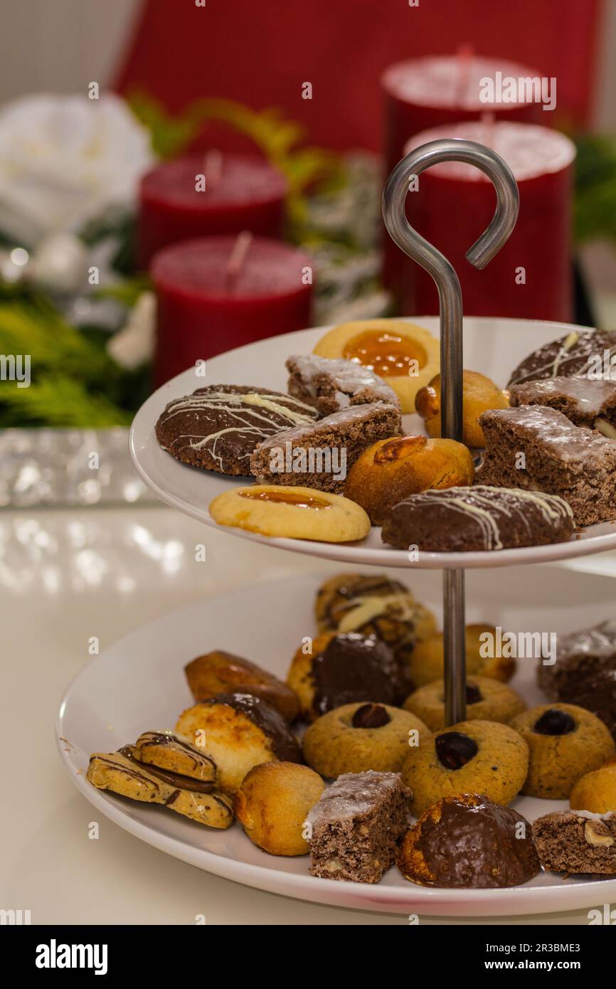 Different biscuits on a stand Stock Photo - Alamy