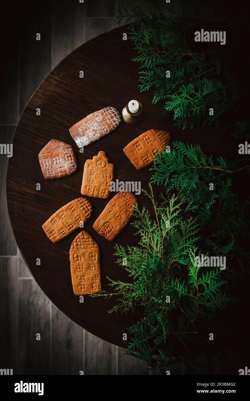 Gingerbread Village Cookies Stock Photo - Alamy