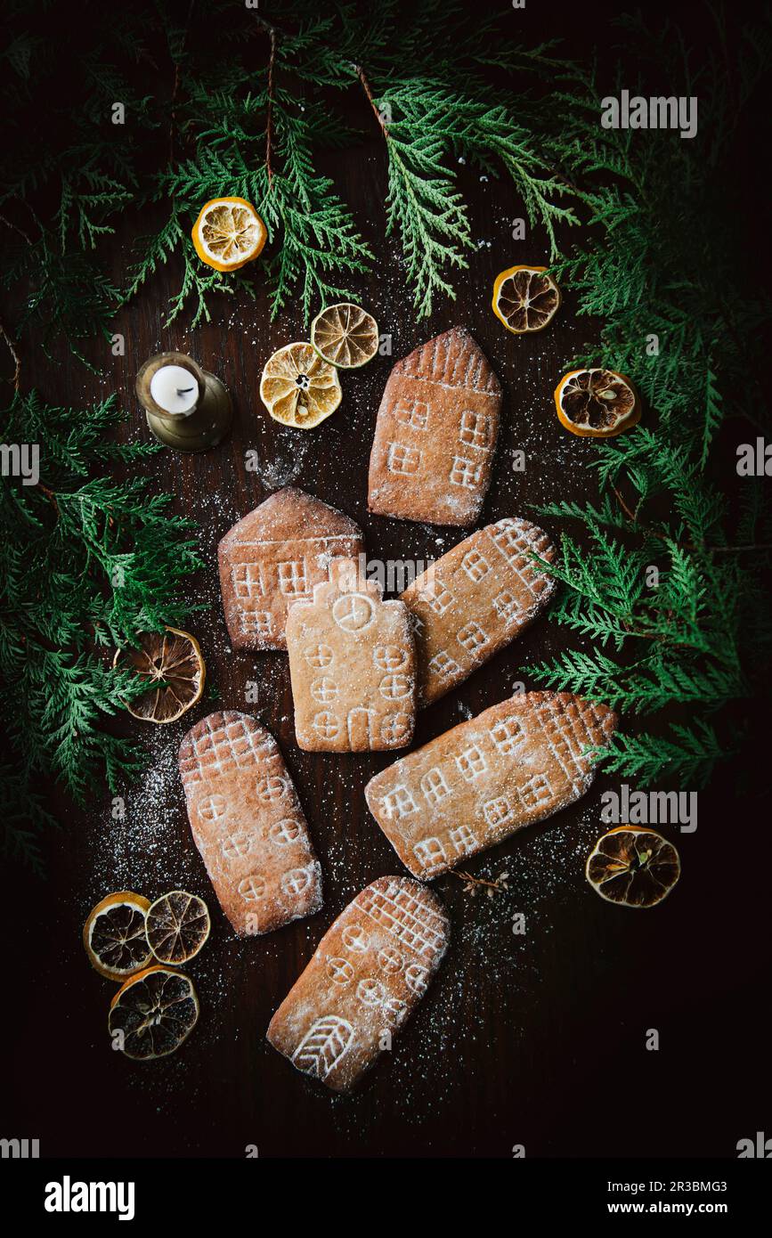 Gingerbread Village Cookies Stock Photo - Alamy