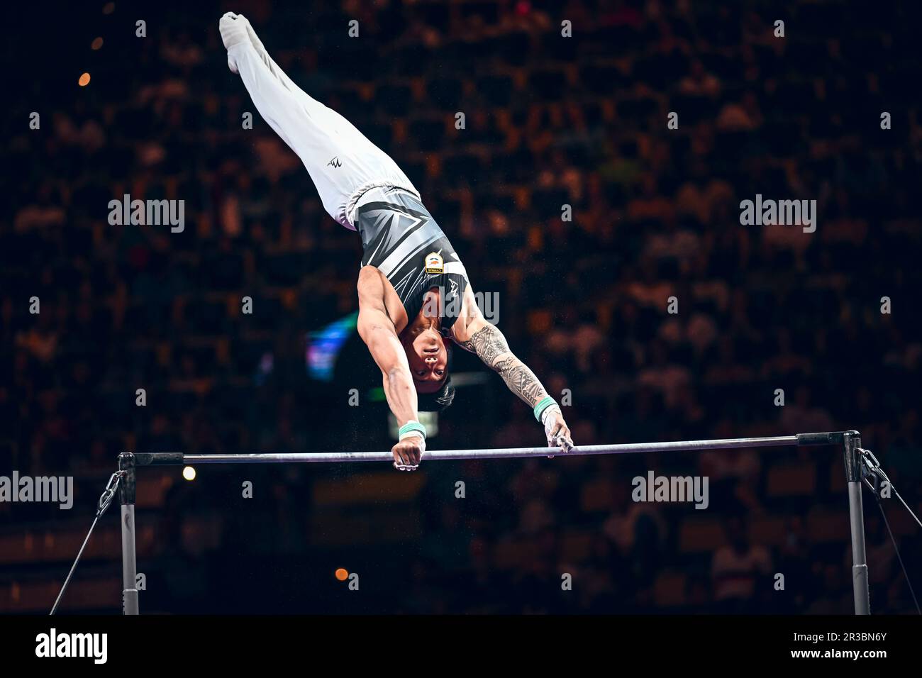 Marios Georgiou participating in the 2022 Munich European Gymnastics ...