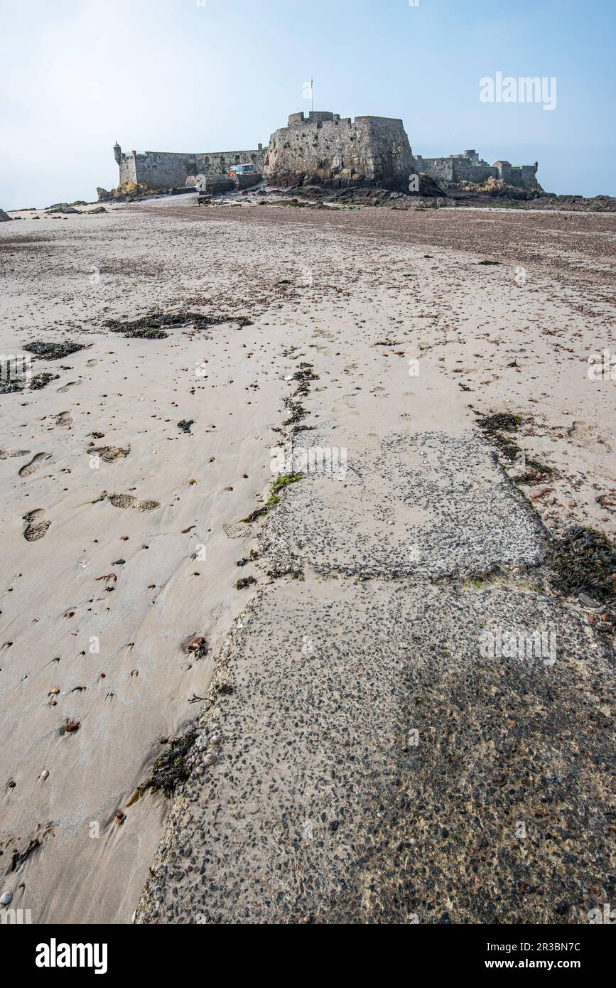Elizabeth Castle, a tidal castle on an island in St Aubin’s Bay, St ...