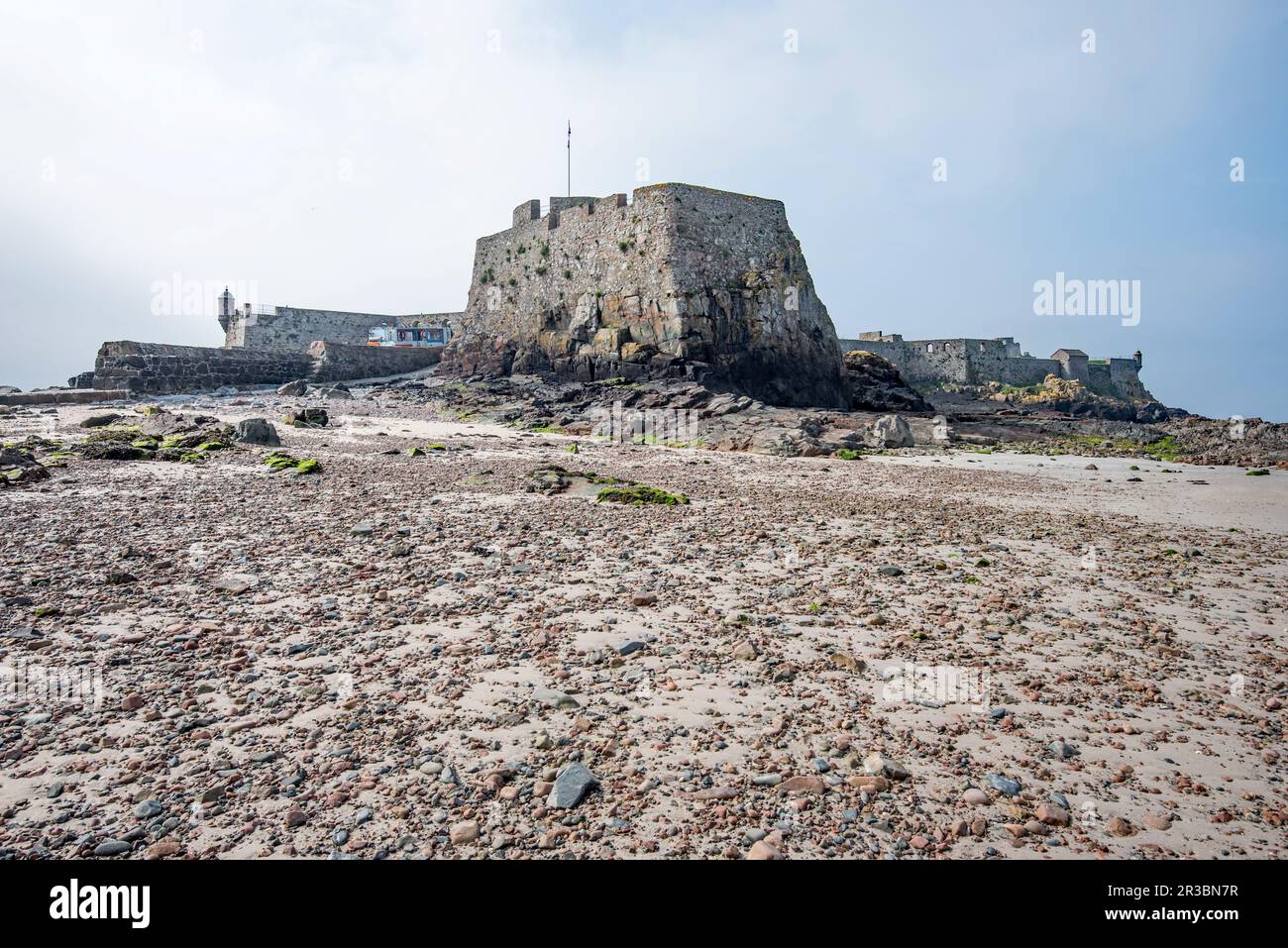 Elizabeth Castle, a tidal castle on an island in St Aubin’s Bay, St ...