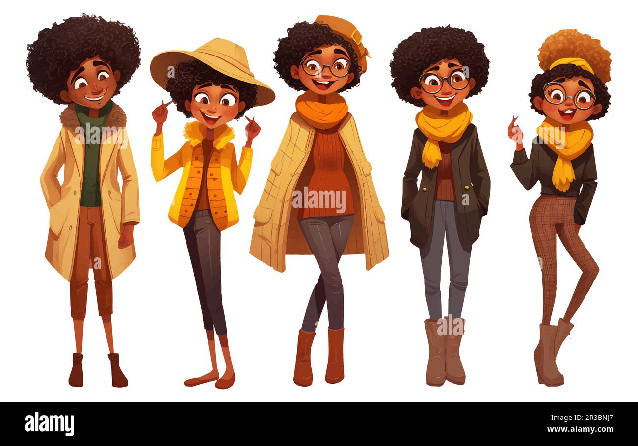 set vector illustration of casual autumn outfit elements isolated on ...