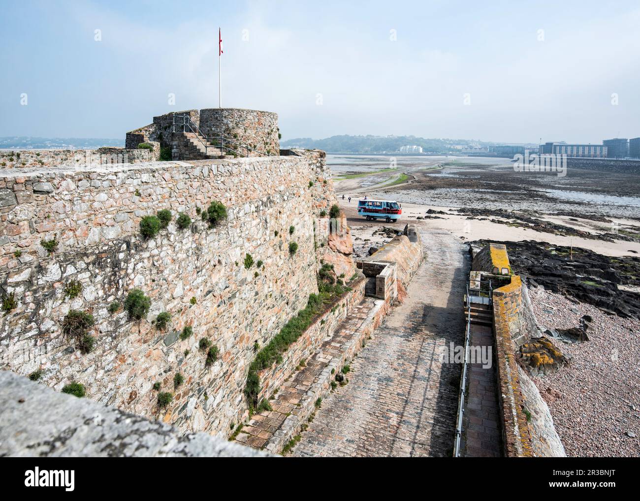 Elizabeth Castle, a tidal castle on an island in St Aubin’s Bay, St ...