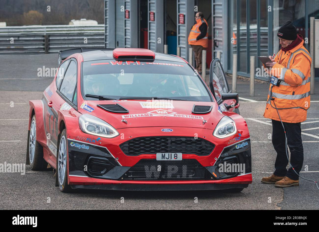 Michael Igoe and Will Atkins in the Ford Fiesta rally car in the pre ...