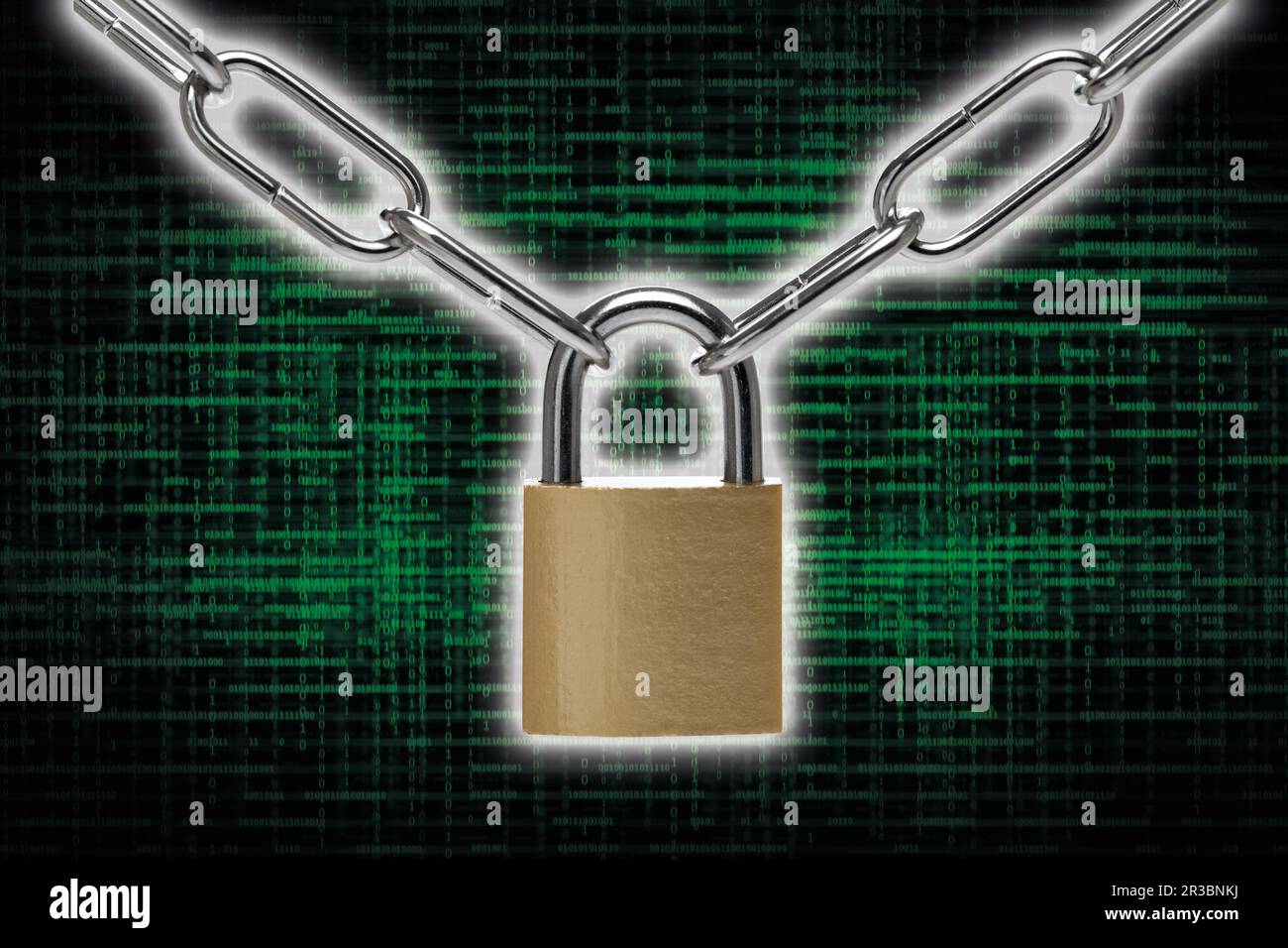 Lock and chain, Digital binary code, Background Stock Photo - Alamy