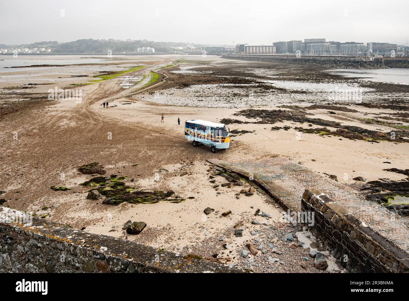 Amphibious vehicle duck ferry crossing to Elizabeth Castle,St Aubins ...