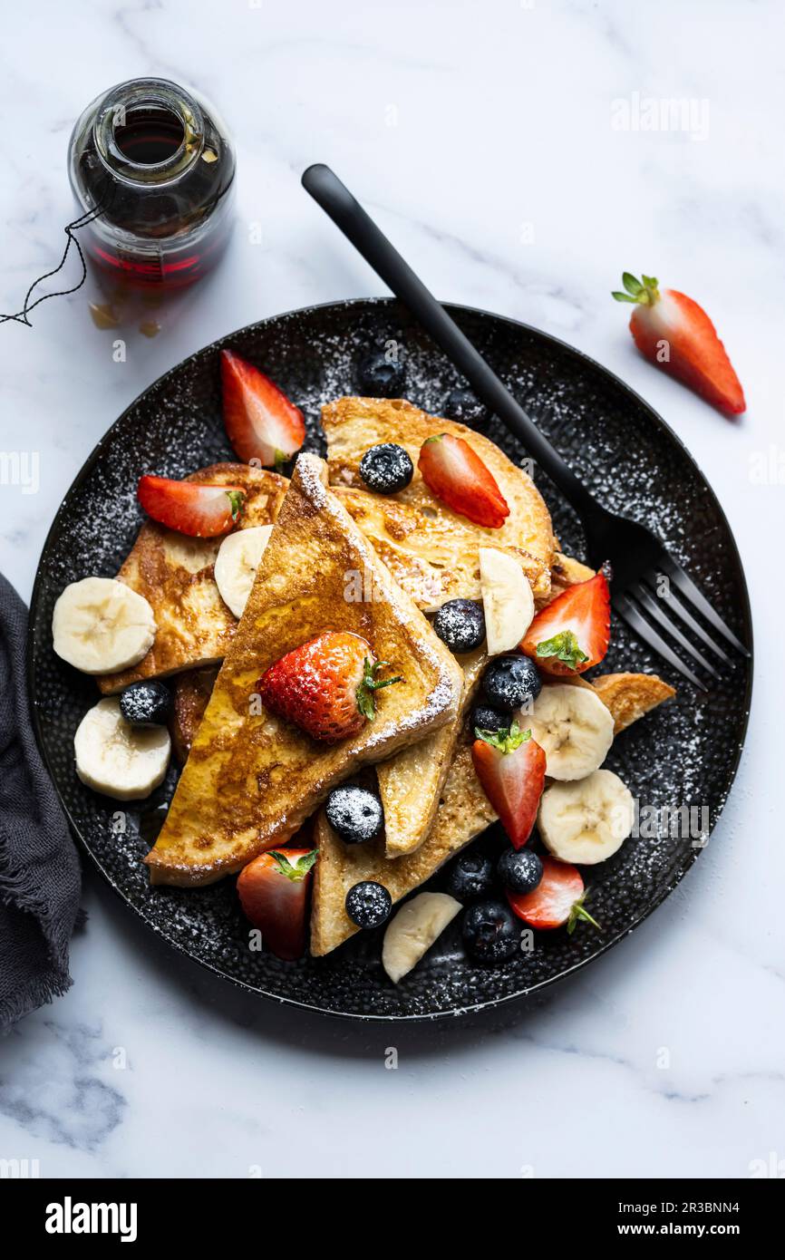 French toast with fresh fruits Stock Photo - Alamy
