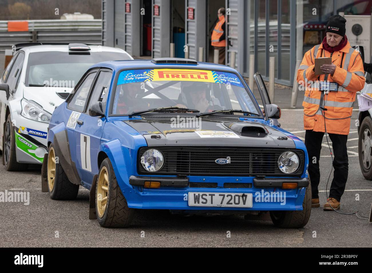 Martin Hodgson and Tony Jones in the 1980 Ford Escort MkII rally car in ...