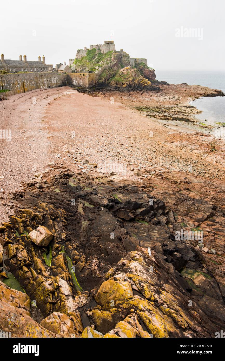 Elizabeth Castle, a tidal castle on an island in St Aubin’s Bay, St ...