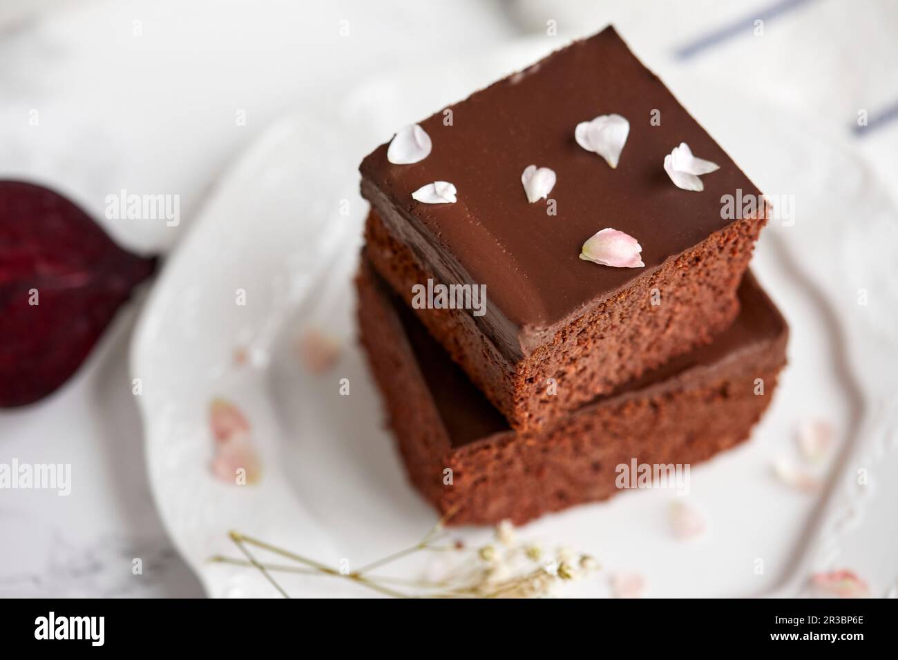 Beetroot chocolate brownie, dairy free, low carb Stock Photo - Alamy