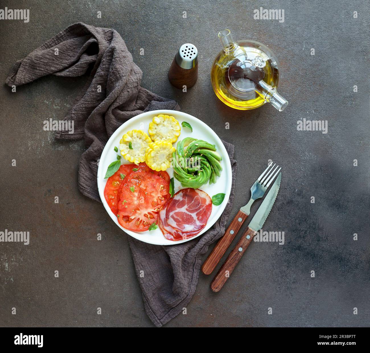 Vegetable breakfast with Pancetta Stock Photo - Alamy