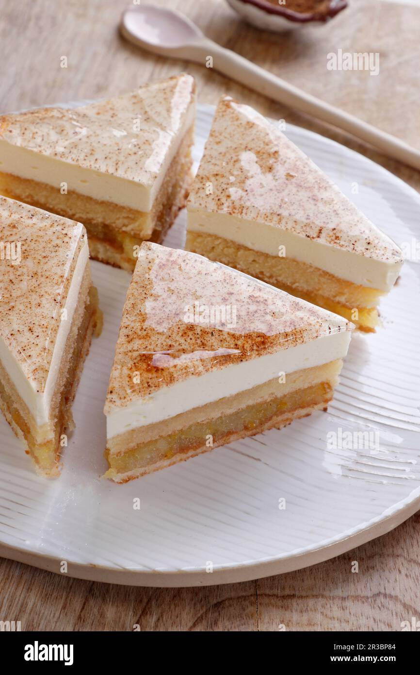 Layered apple pie with cinnamon jelly Stock Photo - Alamy