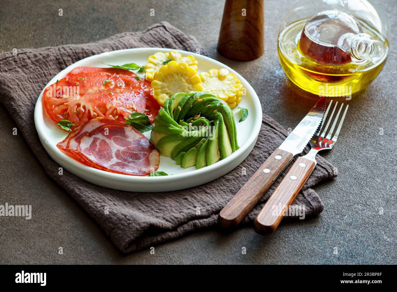 Vegetable breakfast with Pancetta Stock Photo - Alamy