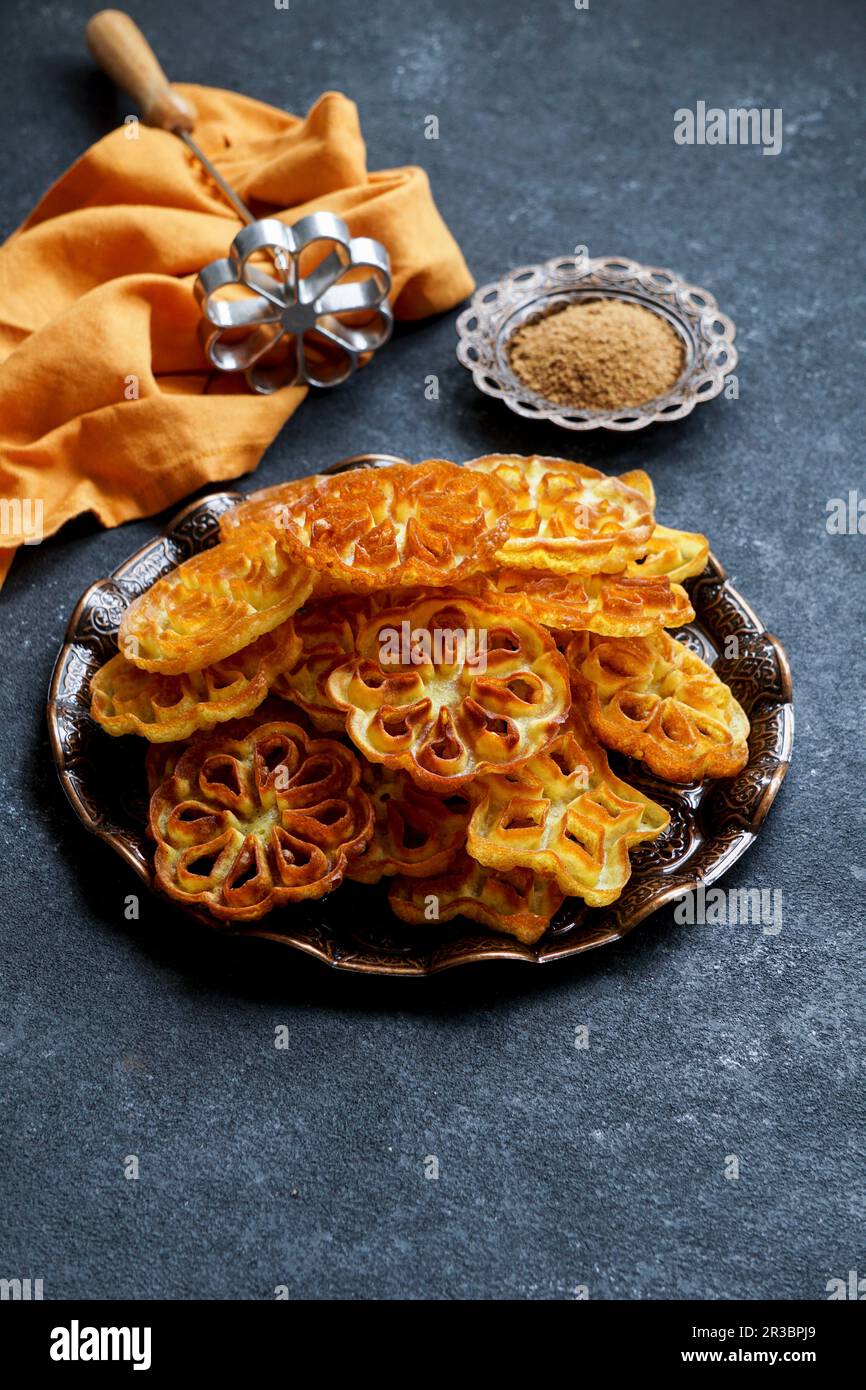 Achappam – Christmas rose biscuits from India Stock Photo - Alamy