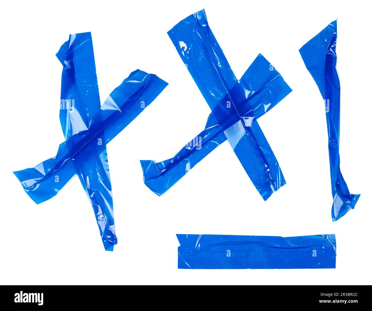 Set of Blue tapes on white background Stock Photo - Alamy