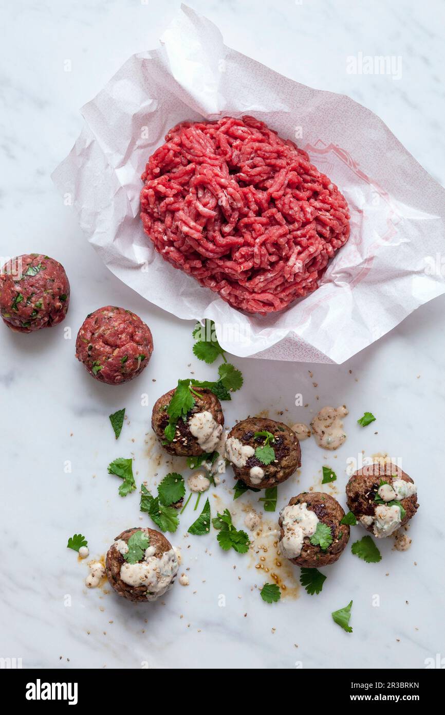 Ground beef meat balls Stock Photo - Alamy