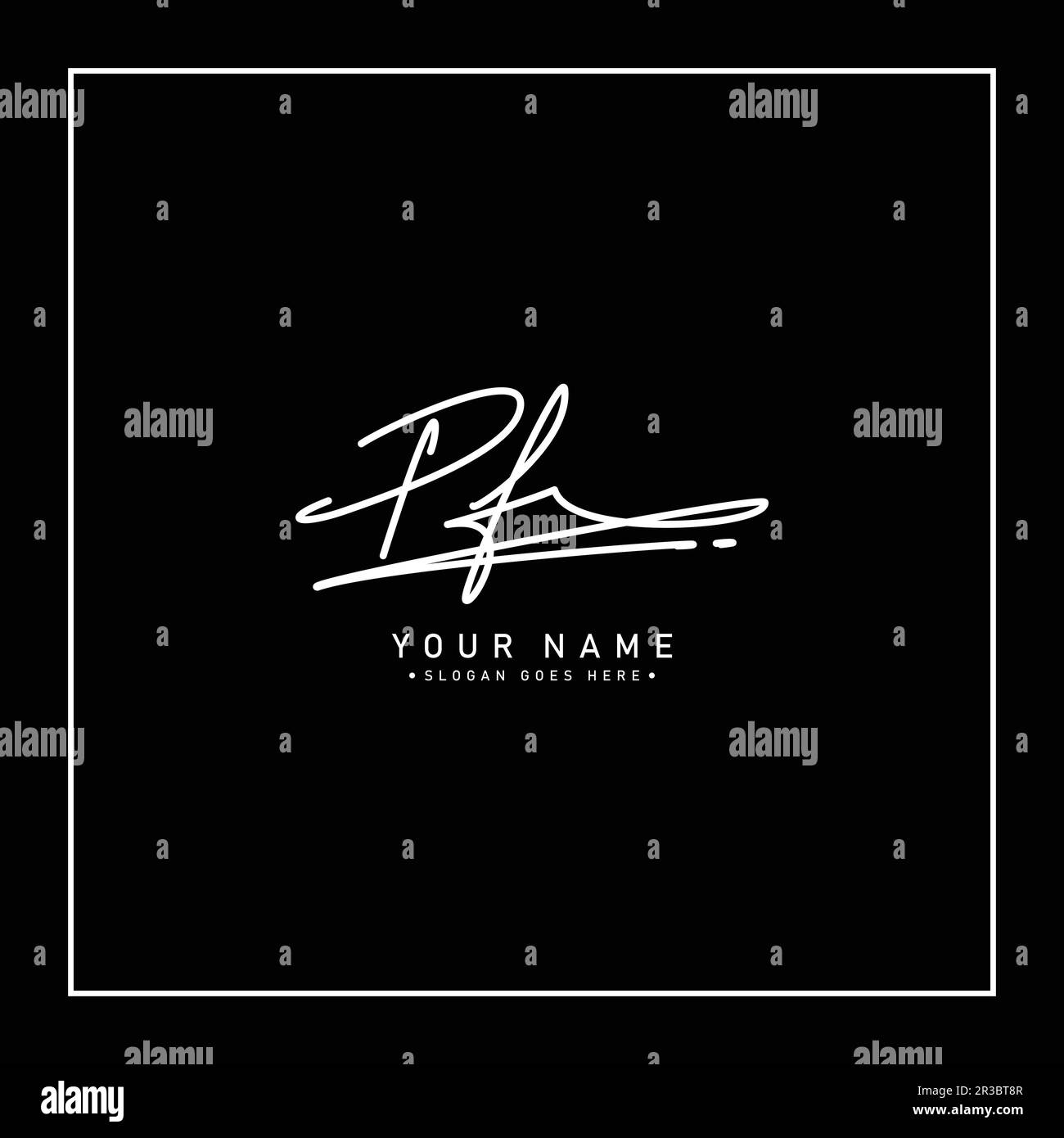 Simple Signature Logo for Alphabet PF - Handwritten Signature for ...